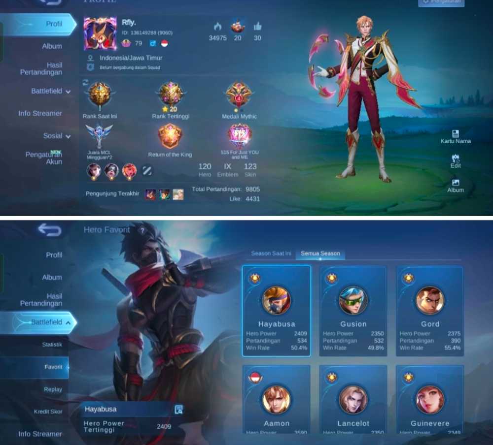 HERO 120|EMBLEM ALL MAX|SKIN 123|EPIC LIMITED ESTES|VENOM ANGELA|KOF ...