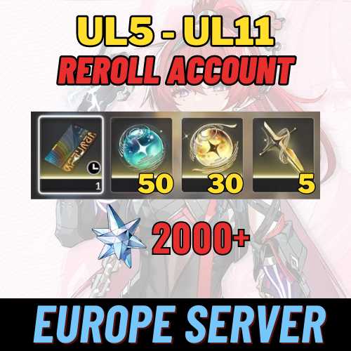 Europe Server | MALE UL5-11 Reroll Account 50 Lustrous Tide 30 Radiant ...