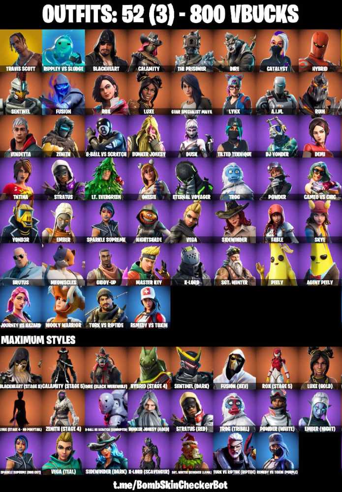 52 SKINS+TRAVIS SCOTT+DIRE+CATALYST+BLACKHEART+AGENT PEELY+LUXE+MAYA ...