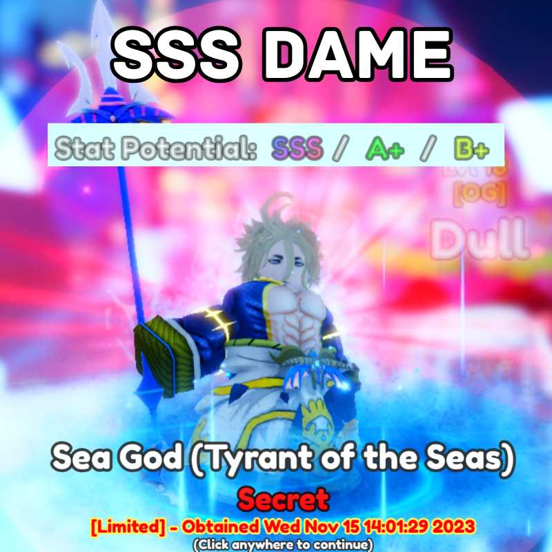 A106Sea God evo SSS DMG - Anime Adventures - Instant Delivery