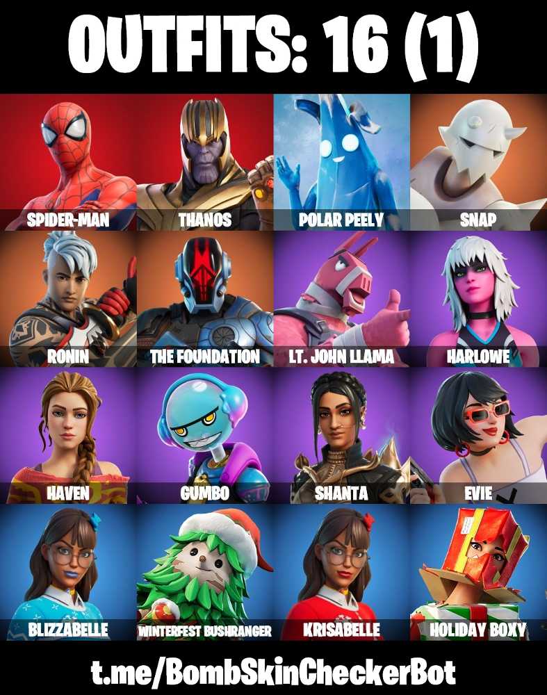 16 SkinsSpiderman Polar Peely Blizzabelle Krisabelle Holiday Boxy ...