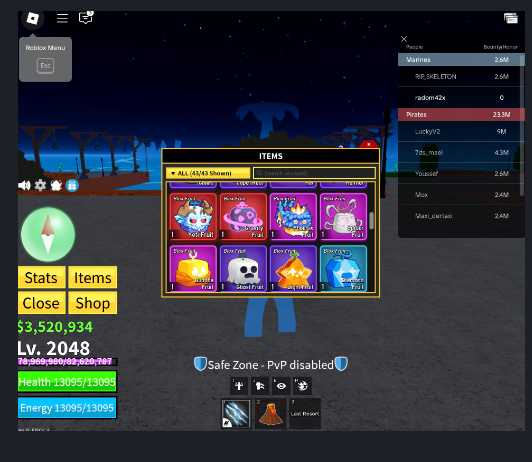 Blox Fruits / Yeti Inventory / Gravity - Buddha Inventory / 3m Beli / v3 Human / Unlinked