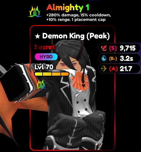 Almighty Demon King (Peak) Evolved Lvl.70 Secret Diablo Roblox - Anime ...