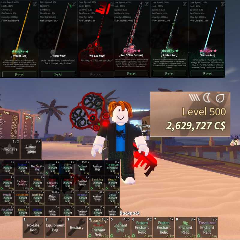 ID21_Fisch | Level 500 - 2.6m C$ | Rod of the Depths,Trident Rod ...