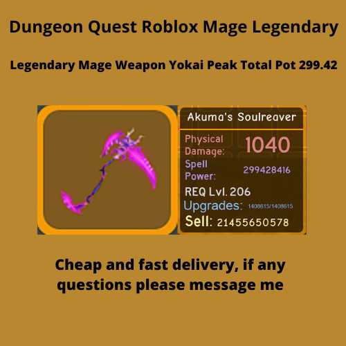 Dungeon Quest | Mage Weapon | Akuma Soulreaver | DQ | Cheap / Fast ...