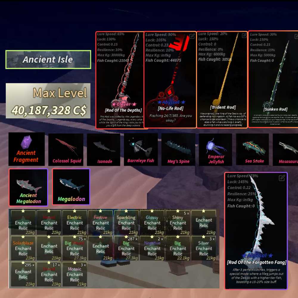 SALE[Fisch] ID92: Level 750 Max 40M C$ - Rod Of The Forgotten Fang, Rod ...