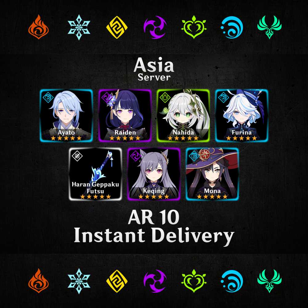 [ Asia ] AR 10 | UID 84 | Kamisato Ayato + Haran Geppaku Futsu + Raiden Shogun + Nahida + Furina ...