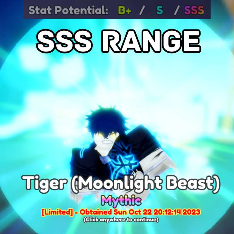 A726Tiger SSS RANGE 10.2% - Anime Adventures - Instant Delivery