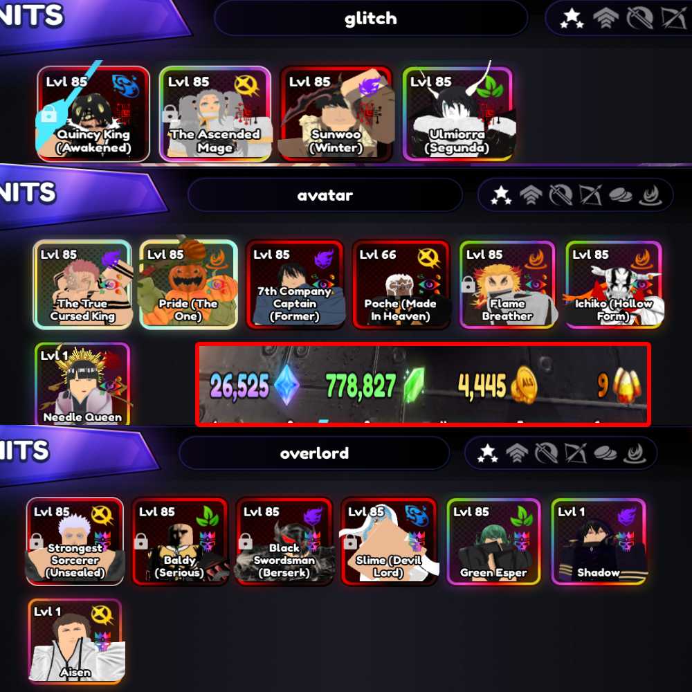 (Auto Delivery) 4 Glitched 2 Godly Quincy King Ascended Mage Sunwoo ...