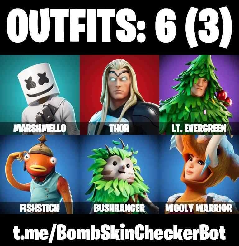 6 SKINS+64 COSMETICS+ASTROWORLD CYCLONE+THOR+FISHSTICK+LT EVERGREEN ...