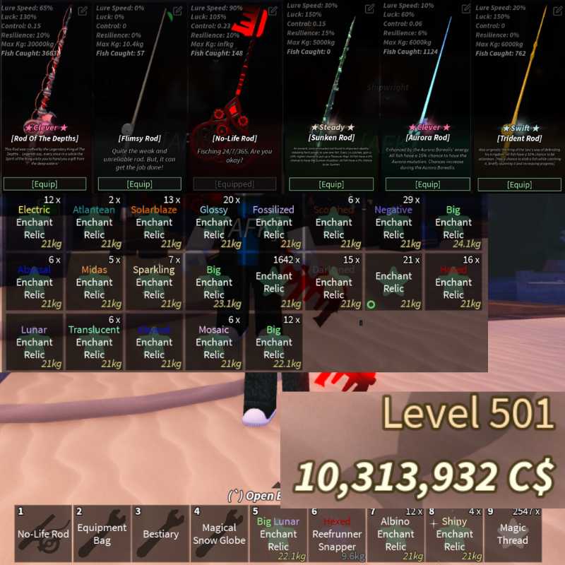 SALEID526Fisch: Level 501 10M C$ - 1700x Relic - No-Life Rod,Rod of the ...