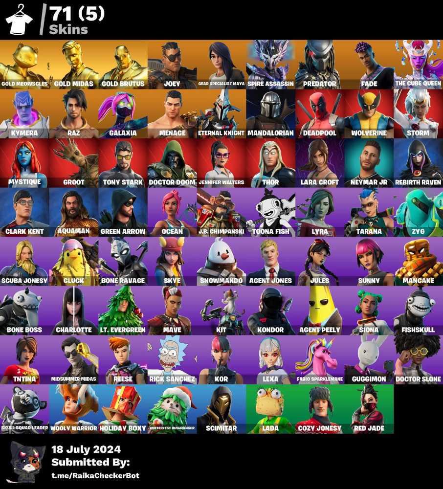 [PC/XBOX] 71 skins | Gold Meowscles | Gold Midas | Gold Brutus | Joey ...