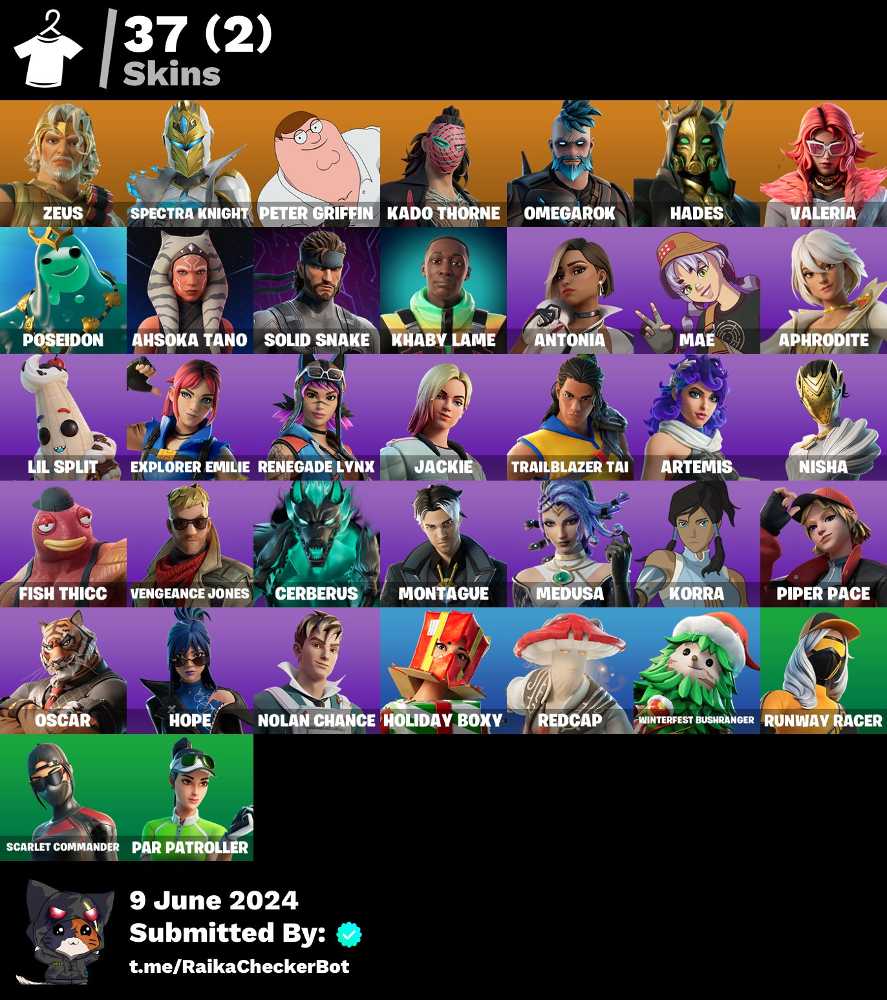 SOLD 100% [Instant] 37 Skins | Zeus, Spectra Knight, Peter Griffin ...