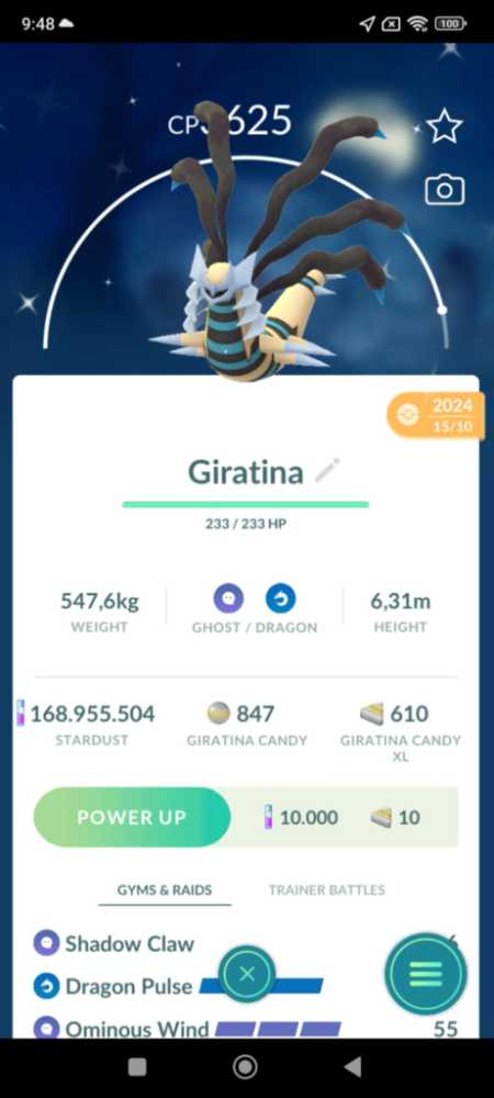 Shiny Giratina Origin Form Level 40 Unlock 3 Skills Trade 20 000 Or 1m ...