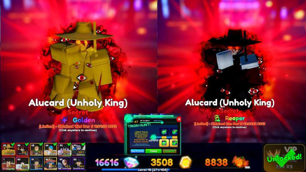 [ Alucard Golden + Alucard Reaper ]Anime Adventures| 4 Mythic Units ...