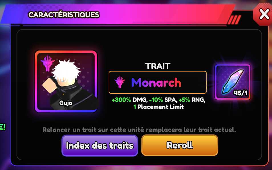 [AUTOMATIC] Anime Vanguards Monarch Gojo + 45 Rerolls + 115K Gems