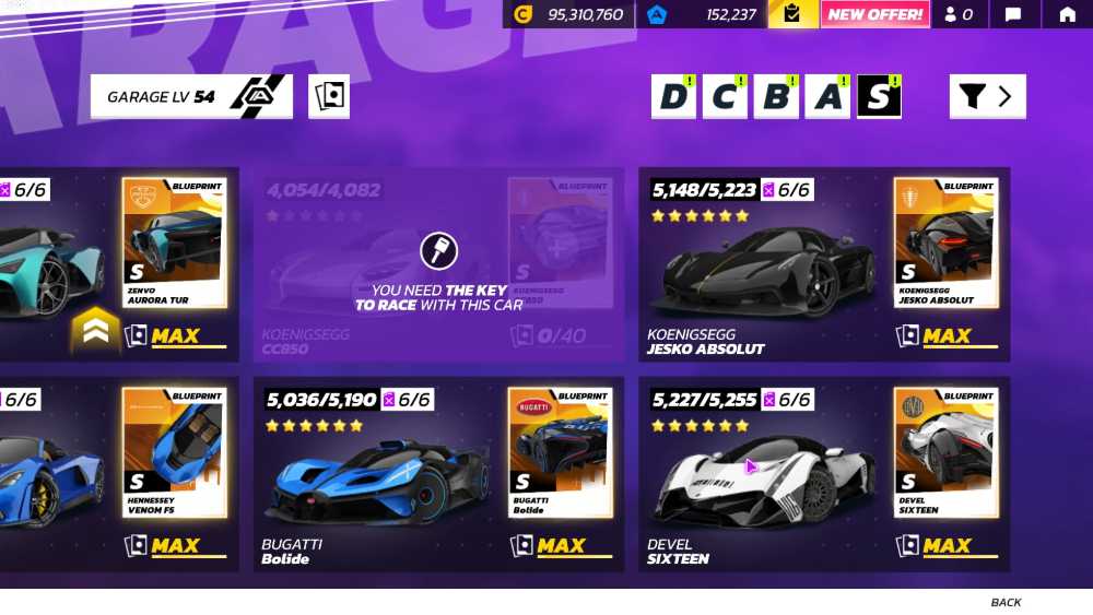 Garage Level 54 for Sale with 150k Tokens, Max Hennesey Venom F5 and ...