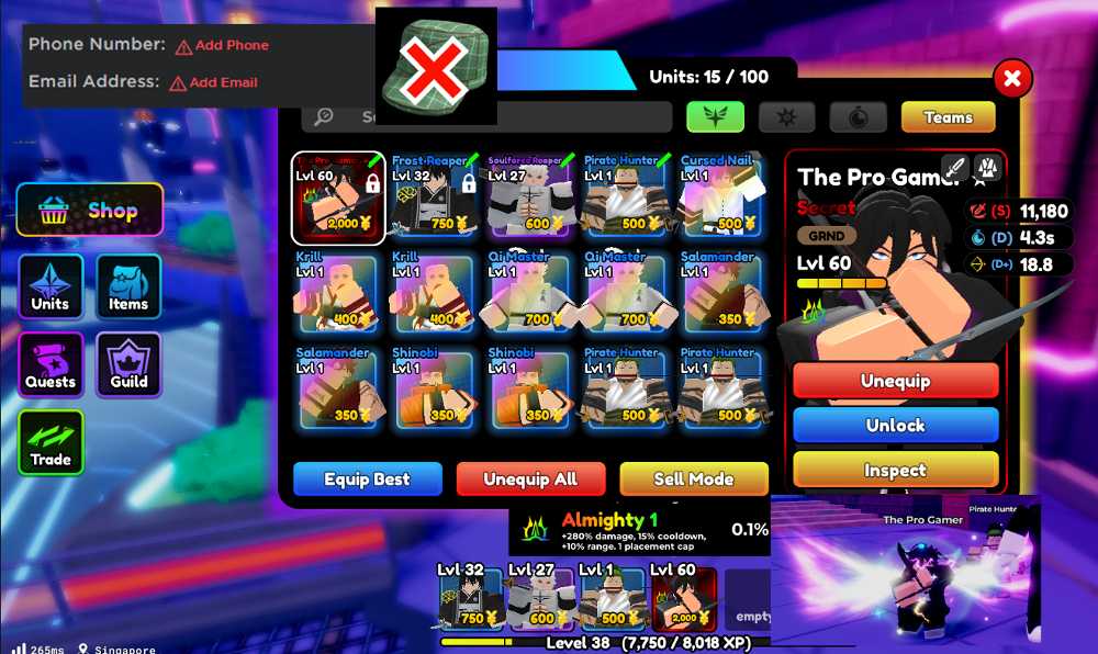 [Trait Almighty 1in 17] Secret The Gamer Song jin voo Evo Roblox Anime ...