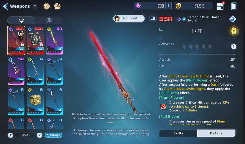 INSTANT DELIVERY [SOLO T5] Demonic Plum Flower Sword + Thetis Grimoire