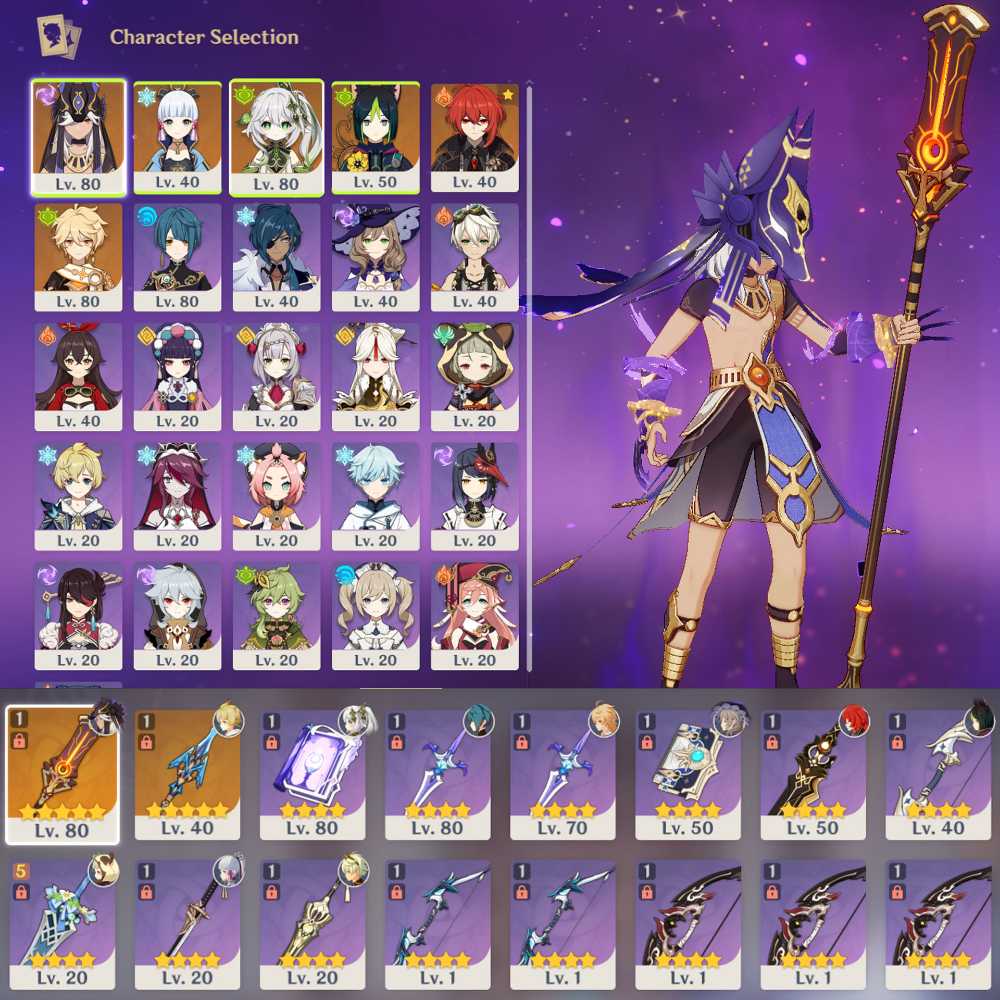 [NA] AR 48⭐️Cyno + Staff of the Scarlet Sands, Nahida, Ayaka, Tighnari ...