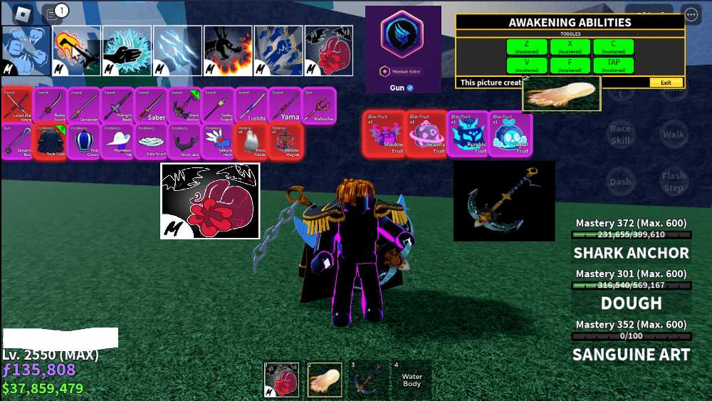 Blox Fruit | Level 2550 MAX | Race Shark V3 | Awakening Dough | 7 ...