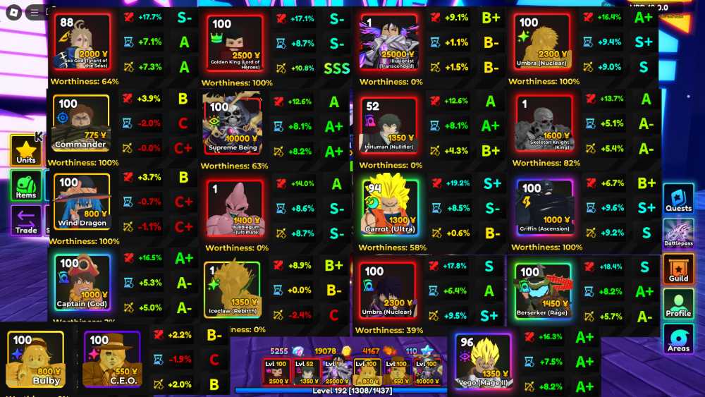 Anime Adventures Illusionist Evo |Golden King Evo Buff0.1%|Bubblegum ...