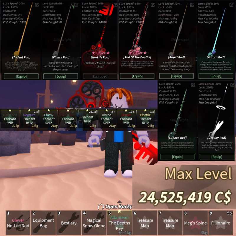 SALEID392Fisch: Level 750 Max 24M5 C$ - Relic - No-Life Rod , Rod of ...