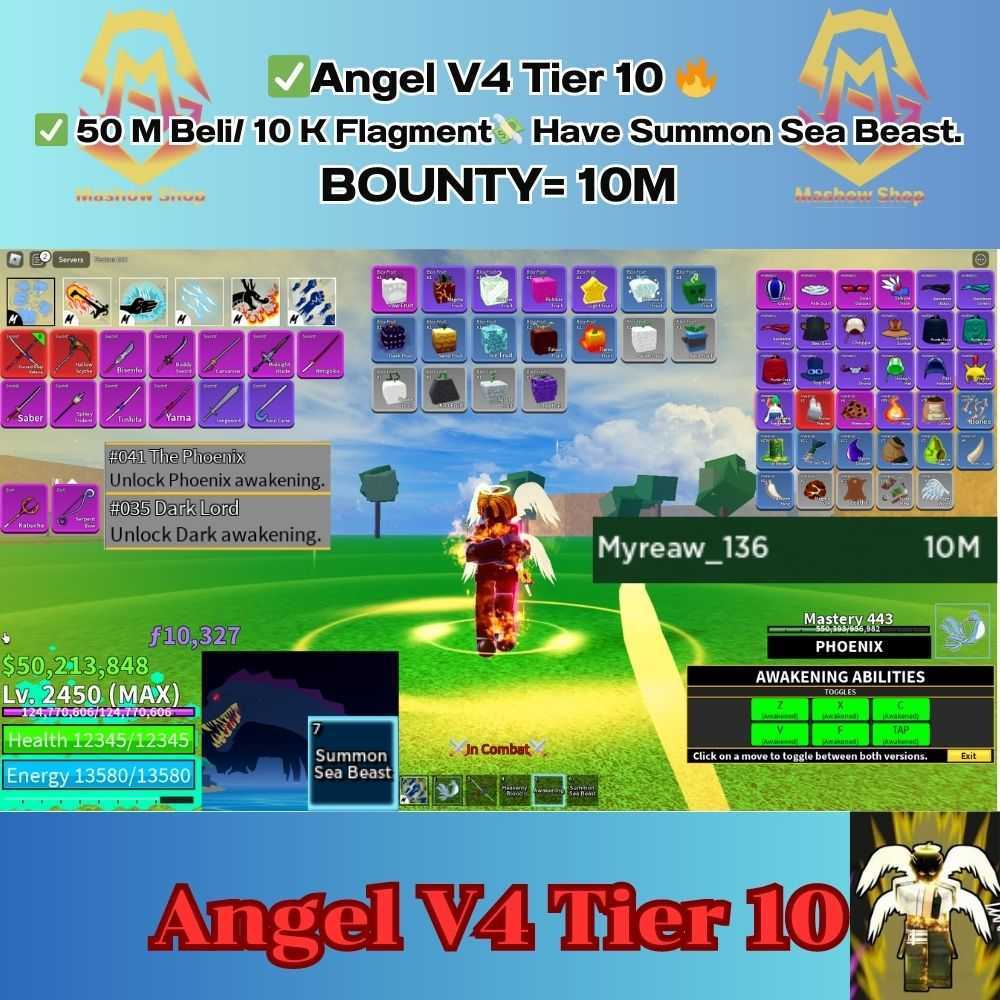 Angel V4 Tier 10 Dark,Phoenix AWAKENING 50 M Beli/ 10 K Flagment Have ...