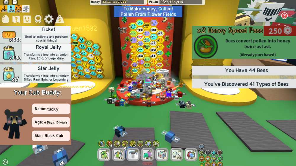 *SALE* [Bee Swarm] Jaded | U13Y | Lvl. 11-10, 44 Bees (Gifted Mythic ...