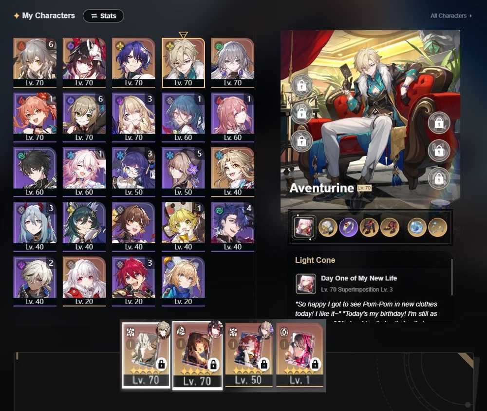 Instant Delivery - Asia TL 56 10x 5⭐ Aventurine, Sparkle+LC, Qingque E6 ...