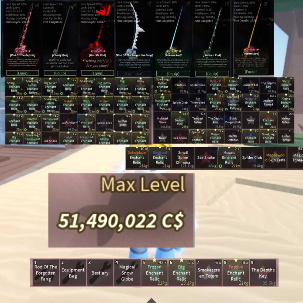 ID 283 Fisch: Level 750 Max- 51m C$ - Rod of the Forgotten Fang, No ...