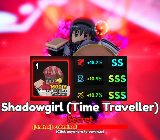 Shadowgirl (Time Traveller) SS SSS SSS Homuru Evo - Anime Adventures AA