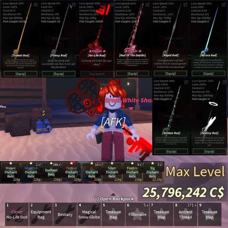 SALEID390Fisch: Level 750 Max 25M7 C$ - Relic - No-Life Rod , Rod of ...