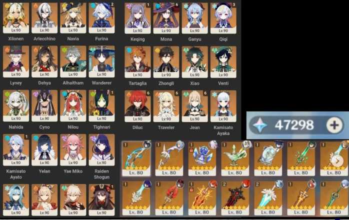 ASIA AR 60 47000+ PRIMOGEMS MAVUIKA SIGN CITLALI SIGN HUTAO SIGN NILOU ...