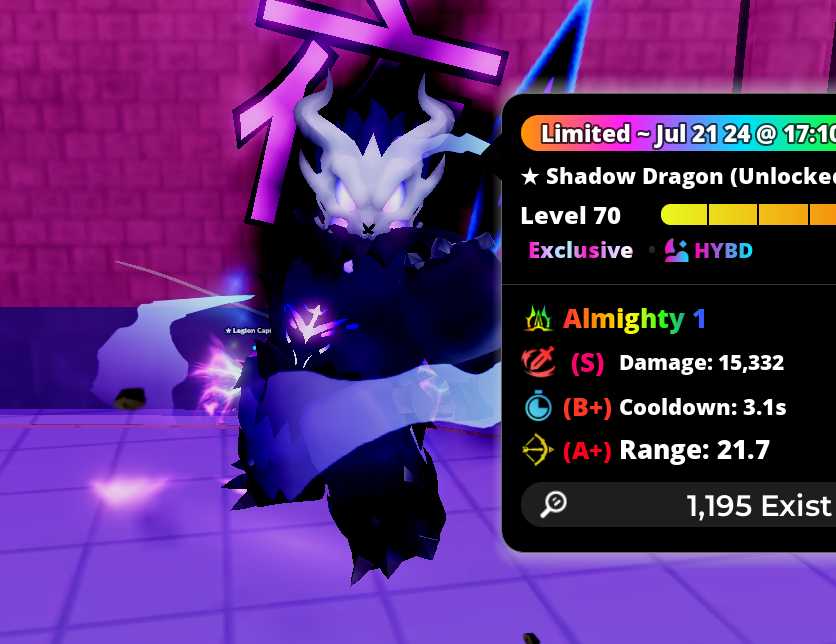 Almighty Shadow Dragon EvoSB+A+Anime Defenders AD