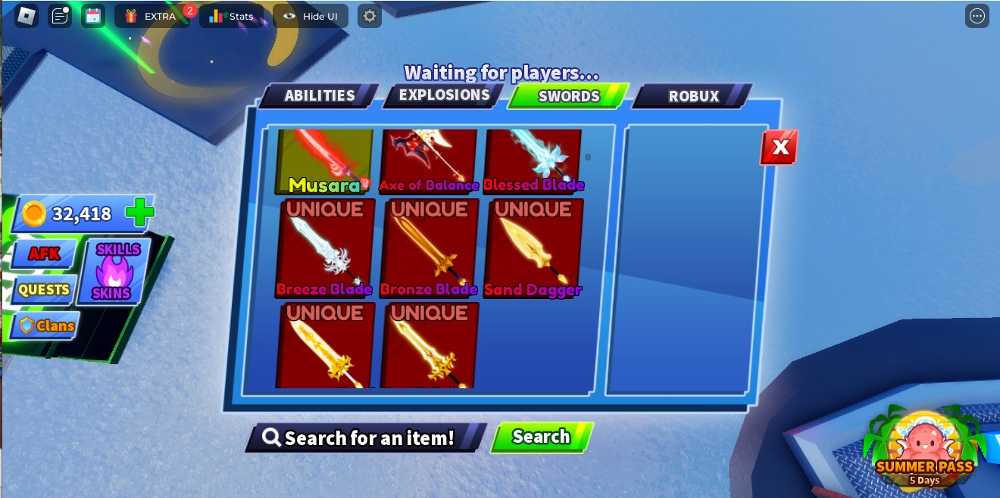 Blade Ball 32418 Coins 7 Unique Swords 2 Legendary Swords 5 Unique ...