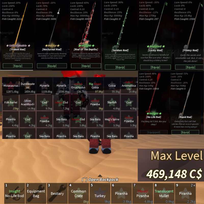 ID127Fisch: Level 750 Max - No-Life Rod , Rod of the Depths,Trident Rod ...