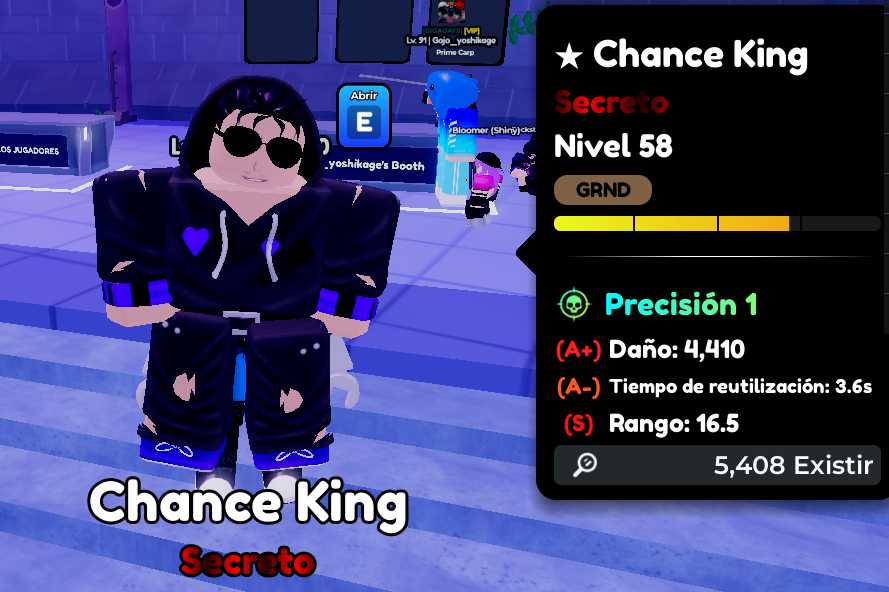 Anime Defender Chance King + Amazing Stats + 0.8% Trait + Level 58