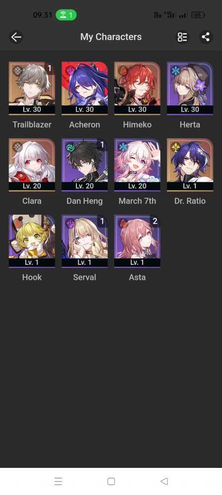 [ASIA] Acheron + Himeko + Clara + Dr Ratio TL 15 Male Login Email only ...