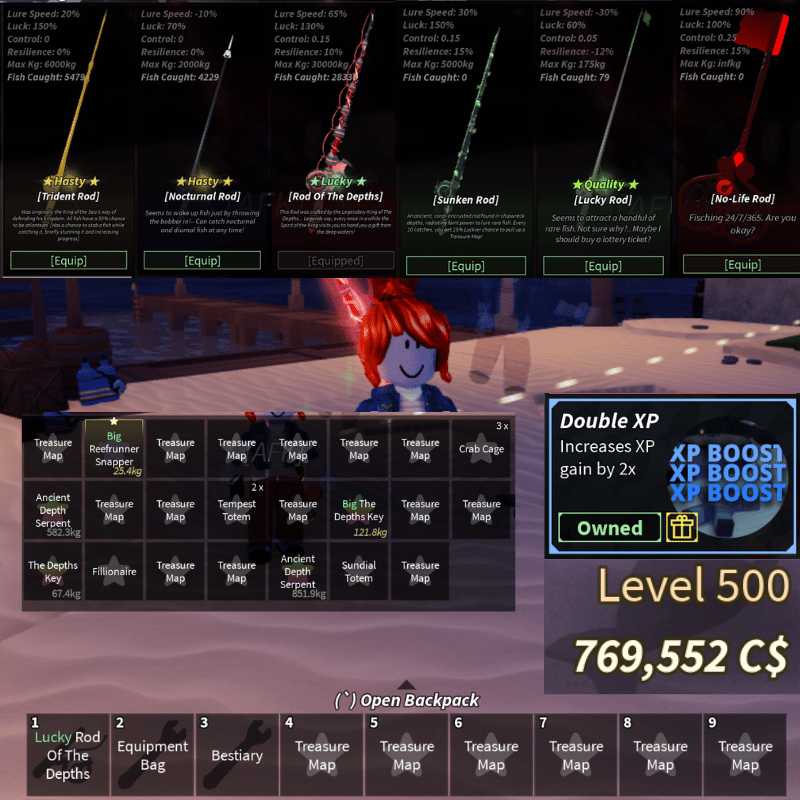 ID58Fisch: Level 500 Gamepass X2 EXP - No-Life Rod , Rod of the Depths ...