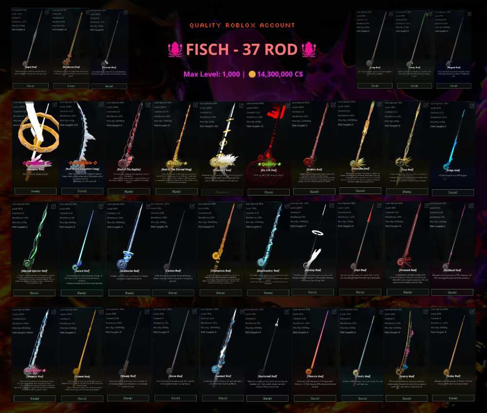 FISCH | Max Level + 37 ROD [Seraphic, ROTFF, Poseidon] + 9x Exalted ...