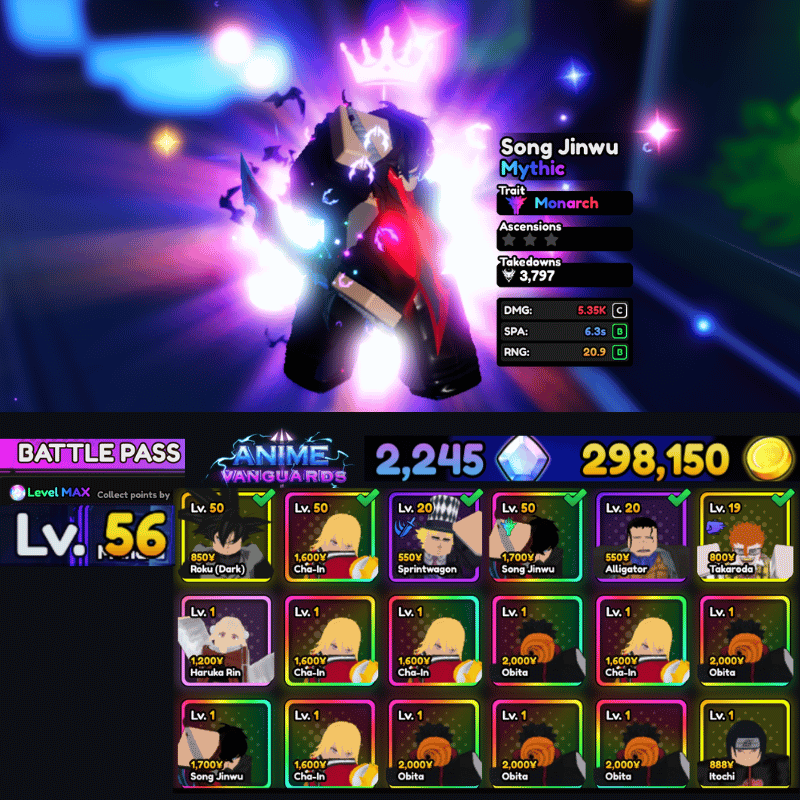ID383 Song Jinwu Monarch 0.1% Anime Vanguards - Full Unverified ...
