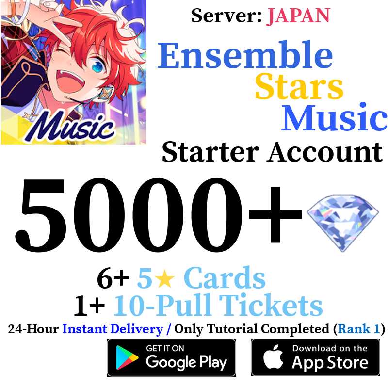 [JP] 5000+ Gems | Ensemble Stars Music Enstars Reroll Fresh Starter Account