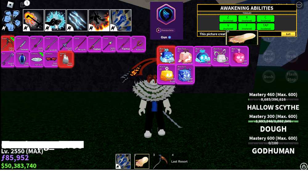 Blox Fruit | Level 2550 MAX | Race Human V3 | Awakening Dough ...