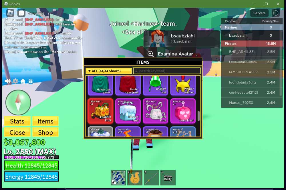 Blox Fruits LV 2550+leopard inventory View Image