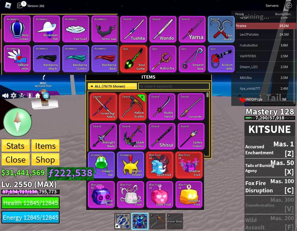 Blox Fruits / Kitsune Using / Spirit-Shadow-Buddha Inventory / CDK-SG ...