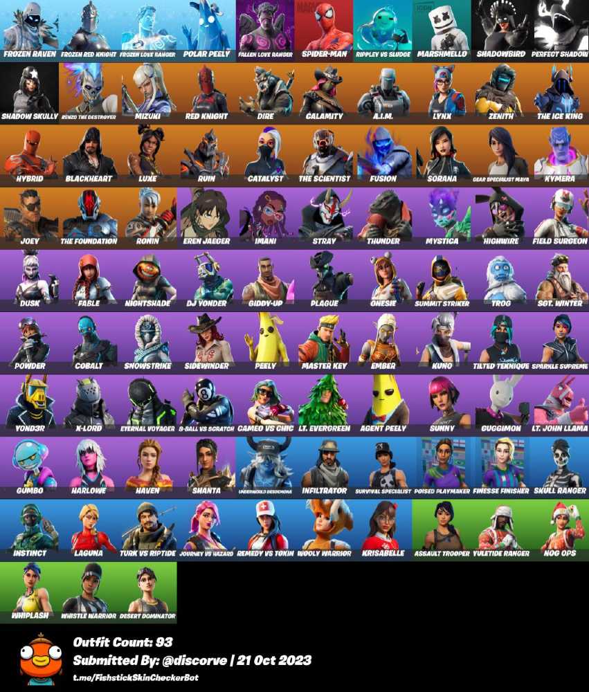 FA PC/XBOX/SWITCH 93 SKINS, MARSHMELLO, SHADOWBIRE, PERFECT SHADOW ...