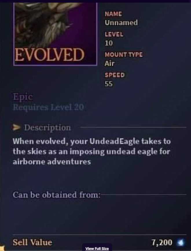 [Evolved] Lvl 10 Undead Eagle Flying Mount | Devas Of Creation