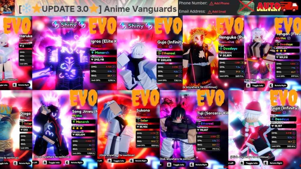AV240Anime Vanguards Lv.103⭐️2Monarch⭐️Shiny Igros(Elite Knight)EVO 0.1 ...