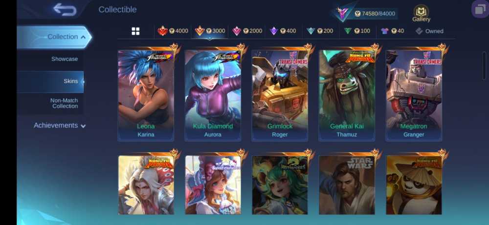 260 Skin|Champion Lancelot|Kungfu Panda Ling&Tamuz|KOF Aurora&Karina ...